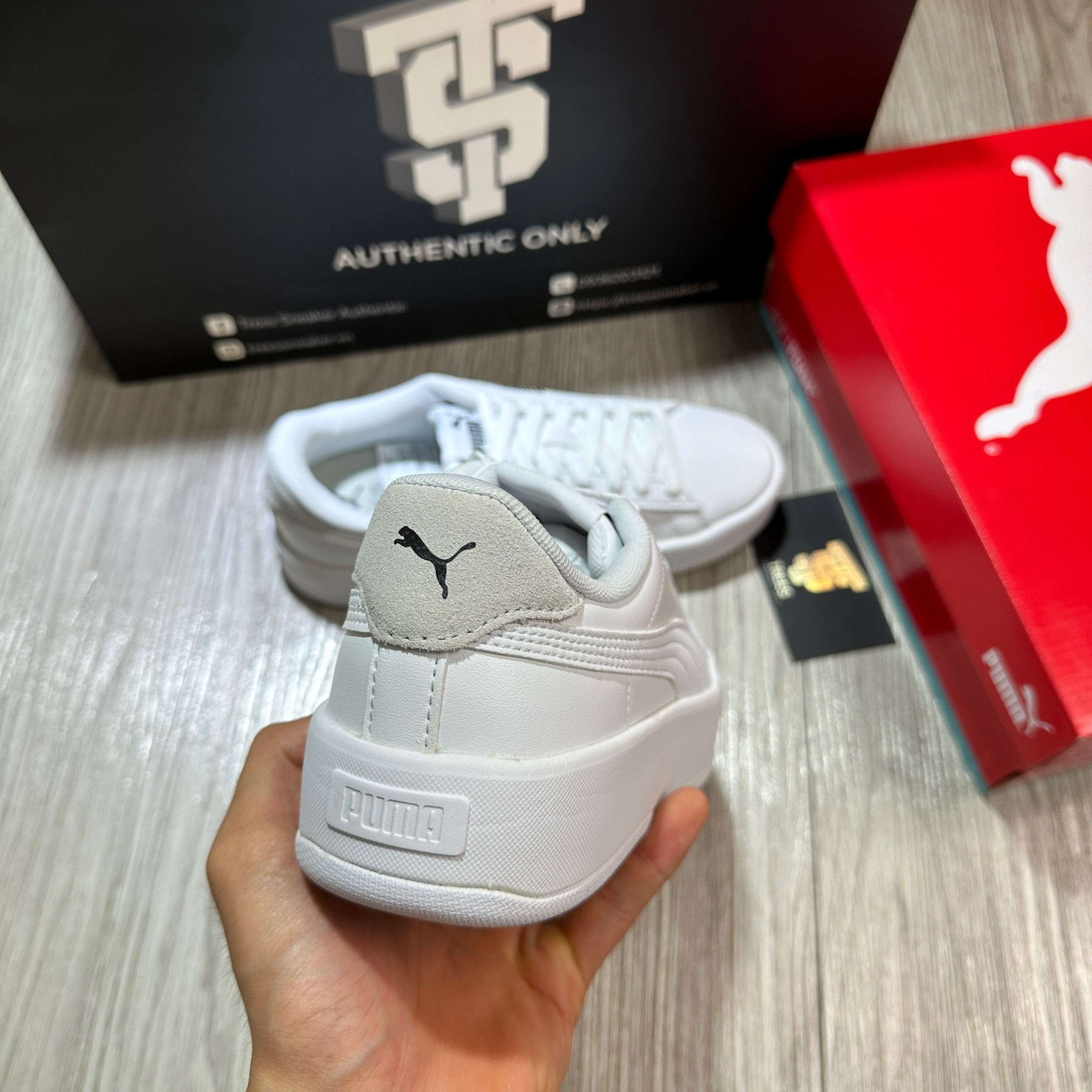 PUMA LILY PLATFORM LEATHER WHITE 384317 01 Full Box Tag Auth - Trees ...