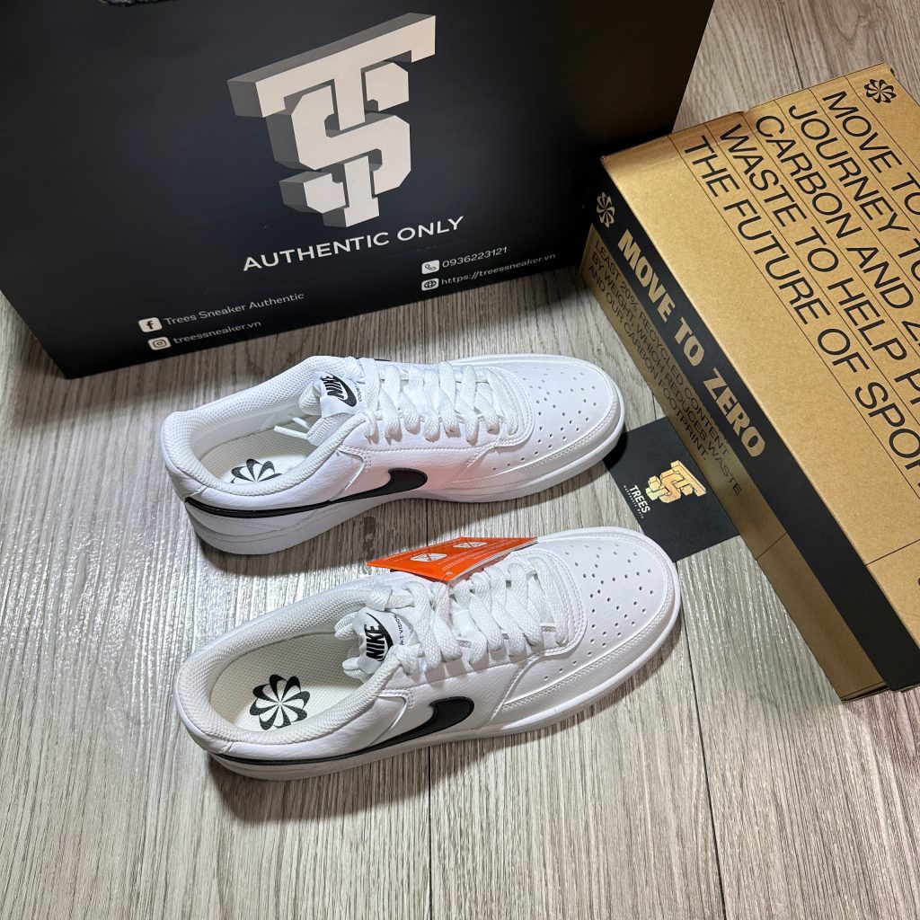 NIKE COURT VISION LOW NEXT NATURE WHITE BLACK LOGO DH2987 101 - Trees ...