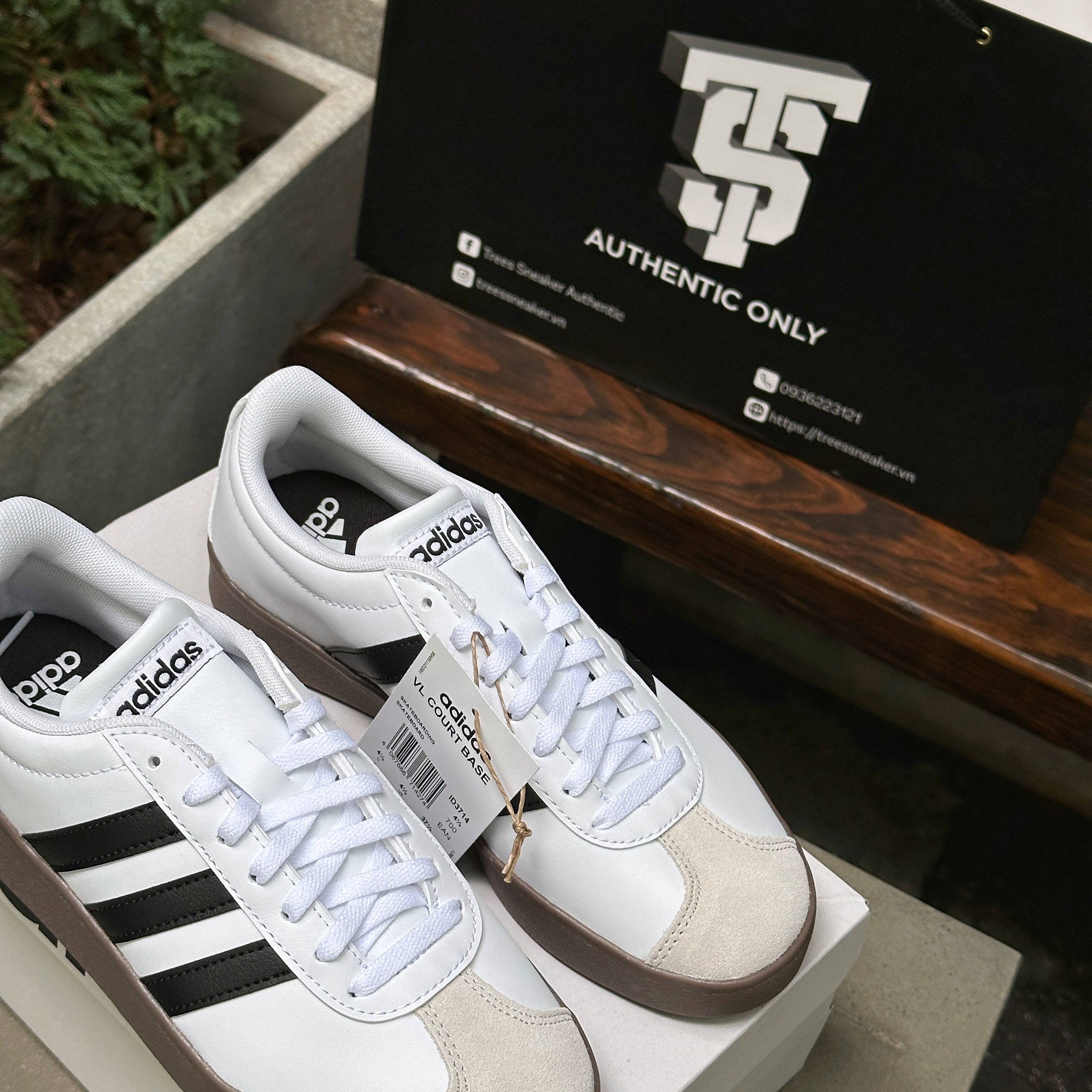 [THANH LÝ SIZE 42] ADIDAS VL COURT BASE WHITE BLACK GUM ID3711 Full Box ...