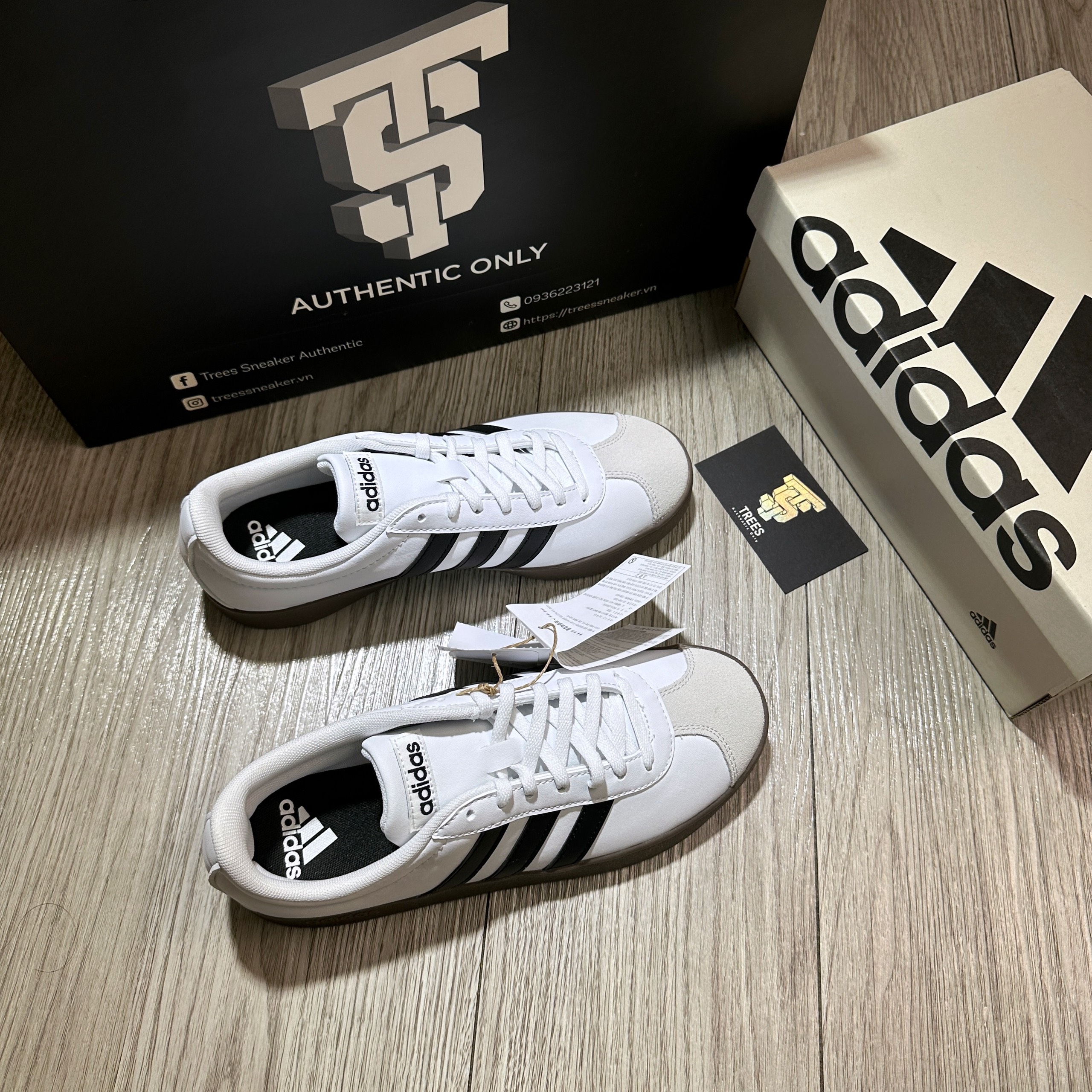 ADIDAS VL COURT BASE WHITE ID3711 ID3714 Full Box Tag Auth - Trees Sneaker