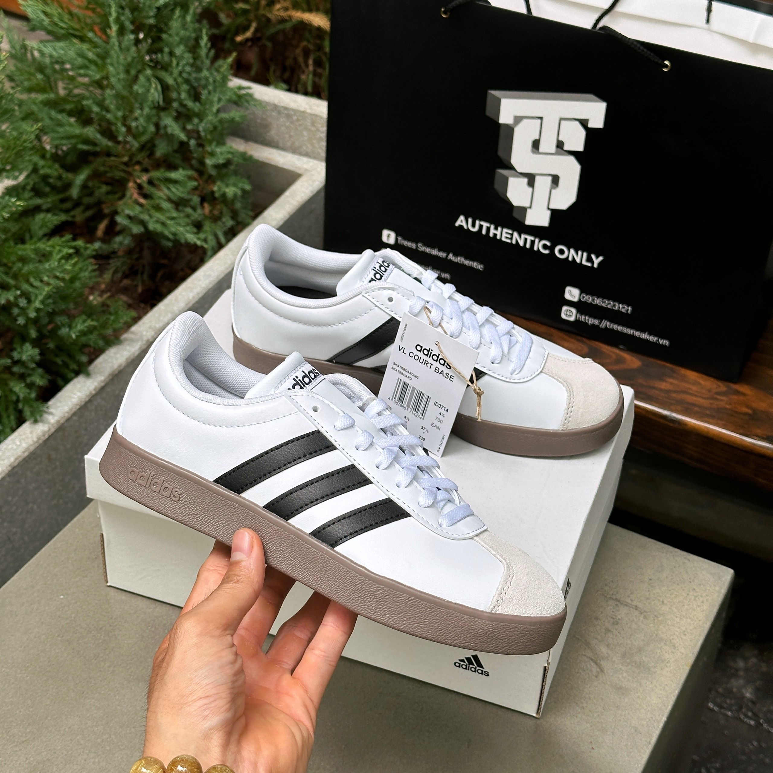 [THANH LÝ SIZE 42] ADIDAS VL COURT BASE WHITE BLACK GUM ID3711 Full Box ...