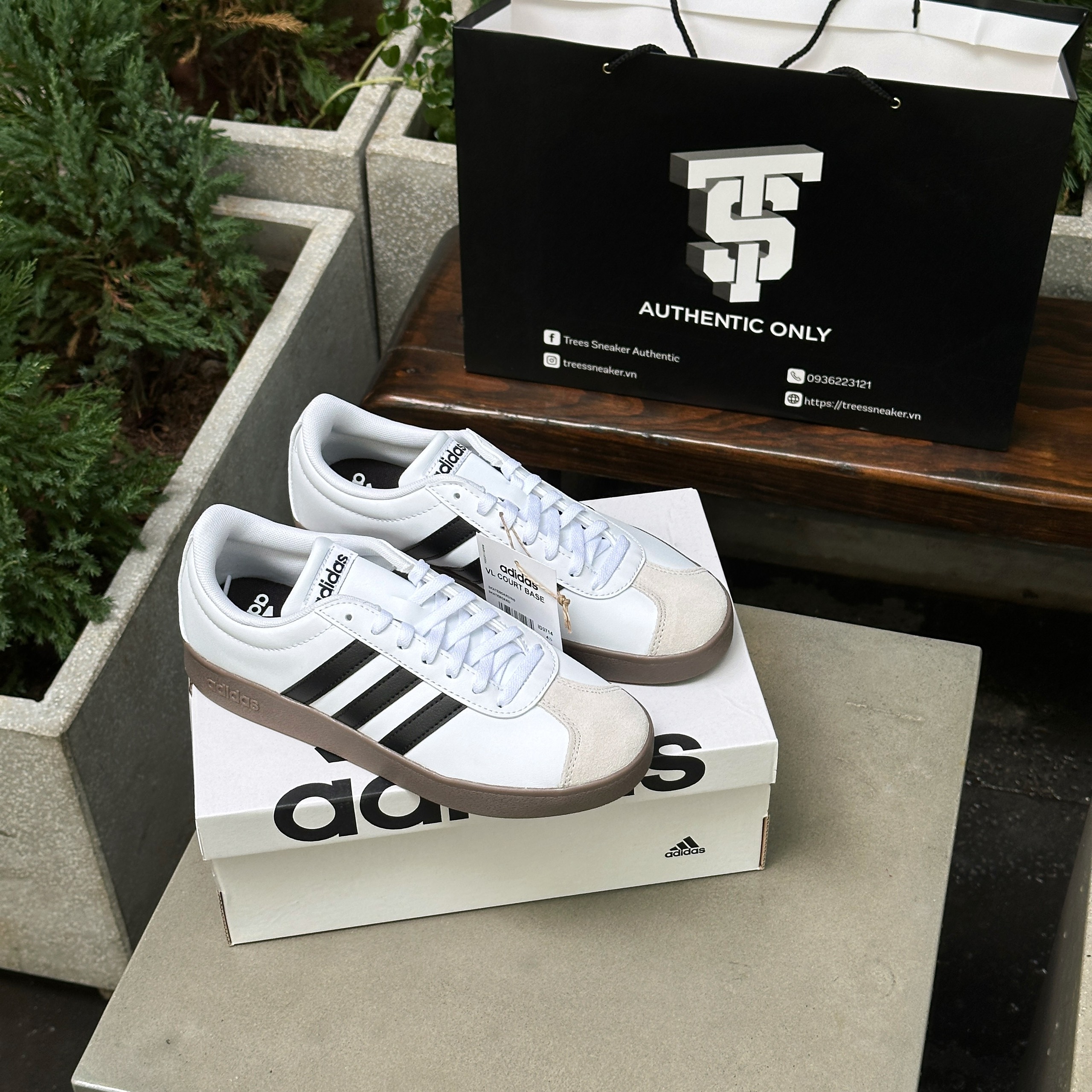 [THANH LÝ SIZE 42] ADIDAS VL COURT BASE WHITE BLACK GUM ID3711 Full Box ...