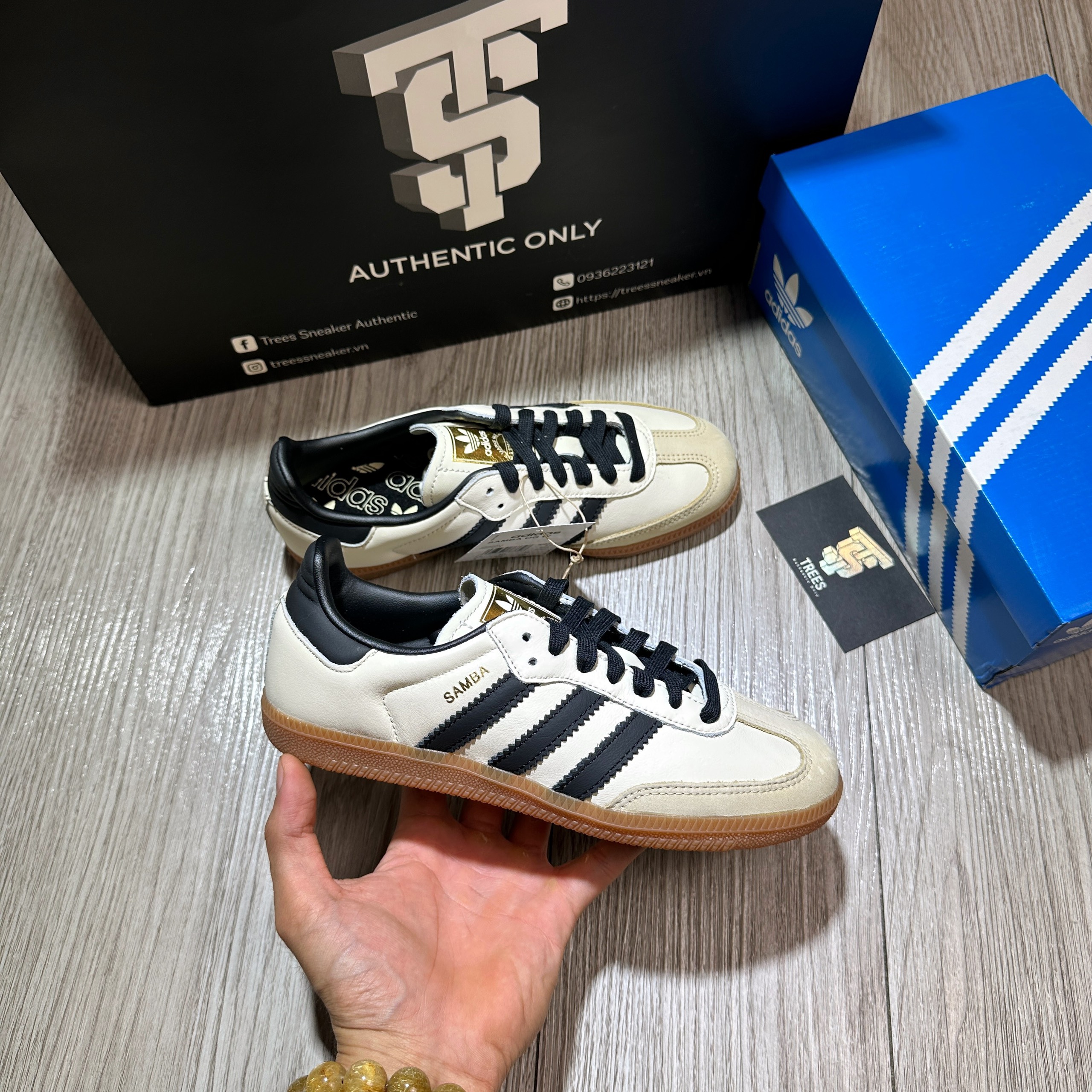 ADIDAS SAMBA OG CREAM WHITE BLACK STRATA ID0478 Full Box Tag Auth ...