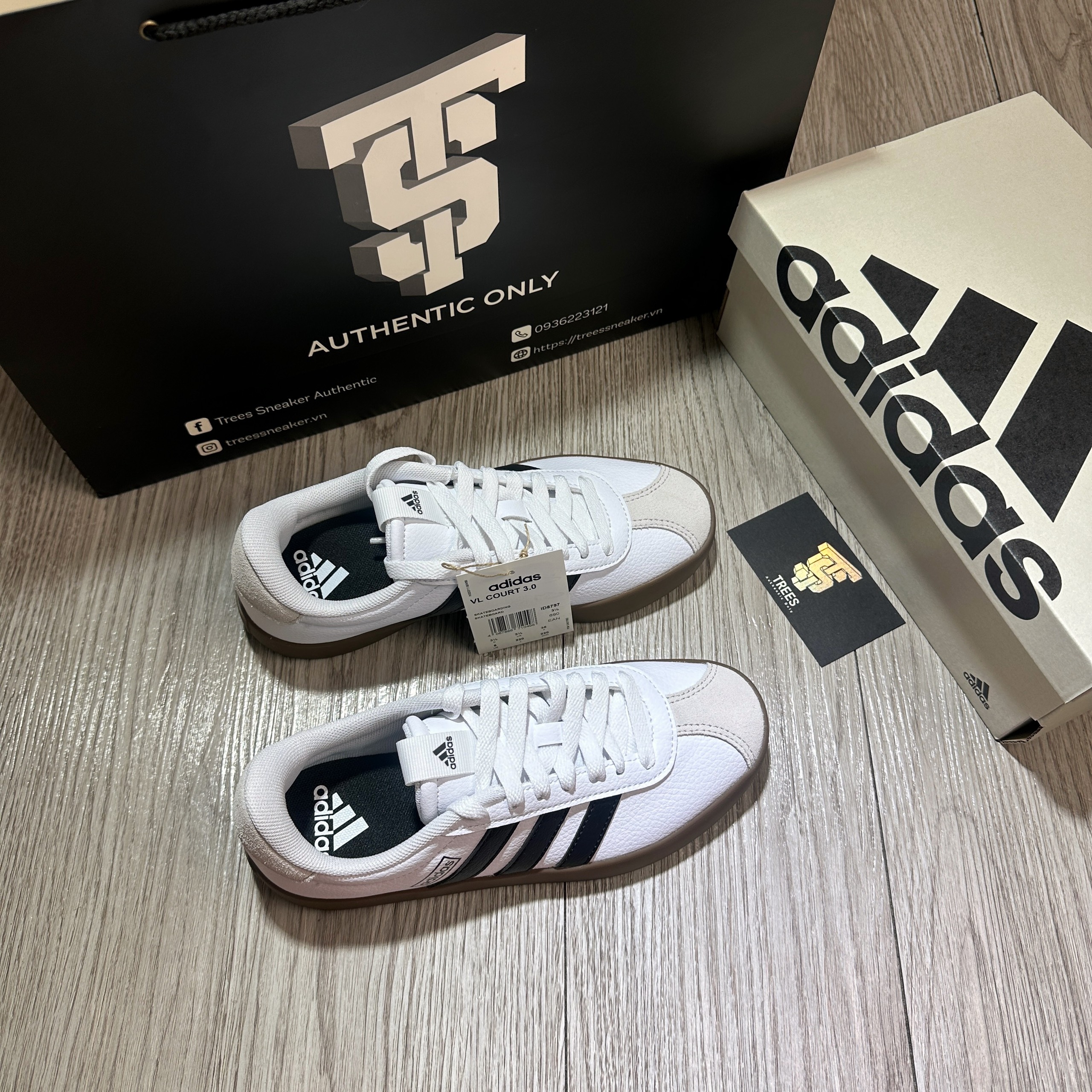 ADIDAS VL COURT 3.0 WHITE BLACK ID8797 ID6285 Full Box Tag Auth - Trees ...