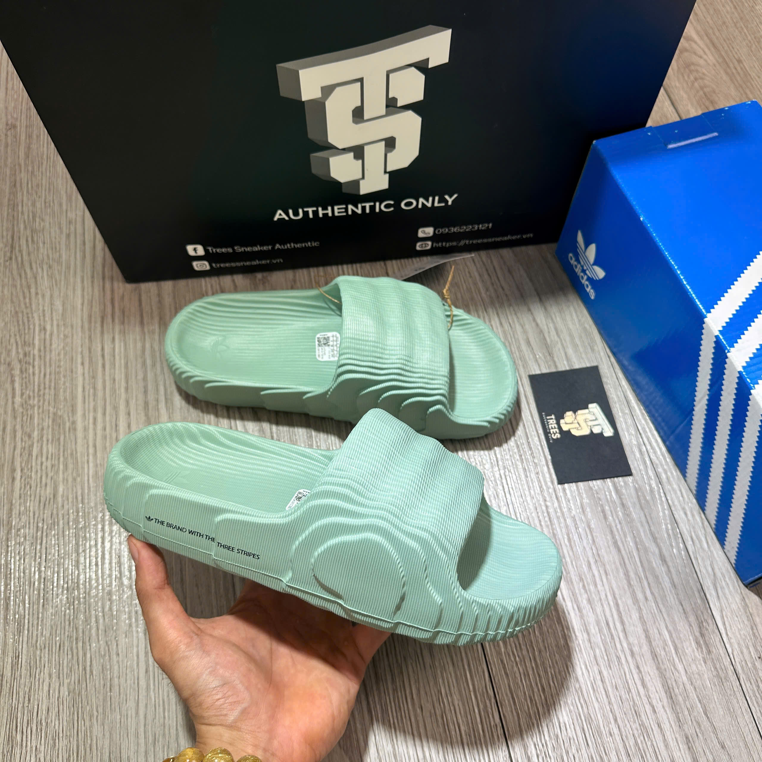 Dép ADIDAS ADILETTE 22 Hazy Green IF9485 Full Box Tag Auth - Trees Sneaker