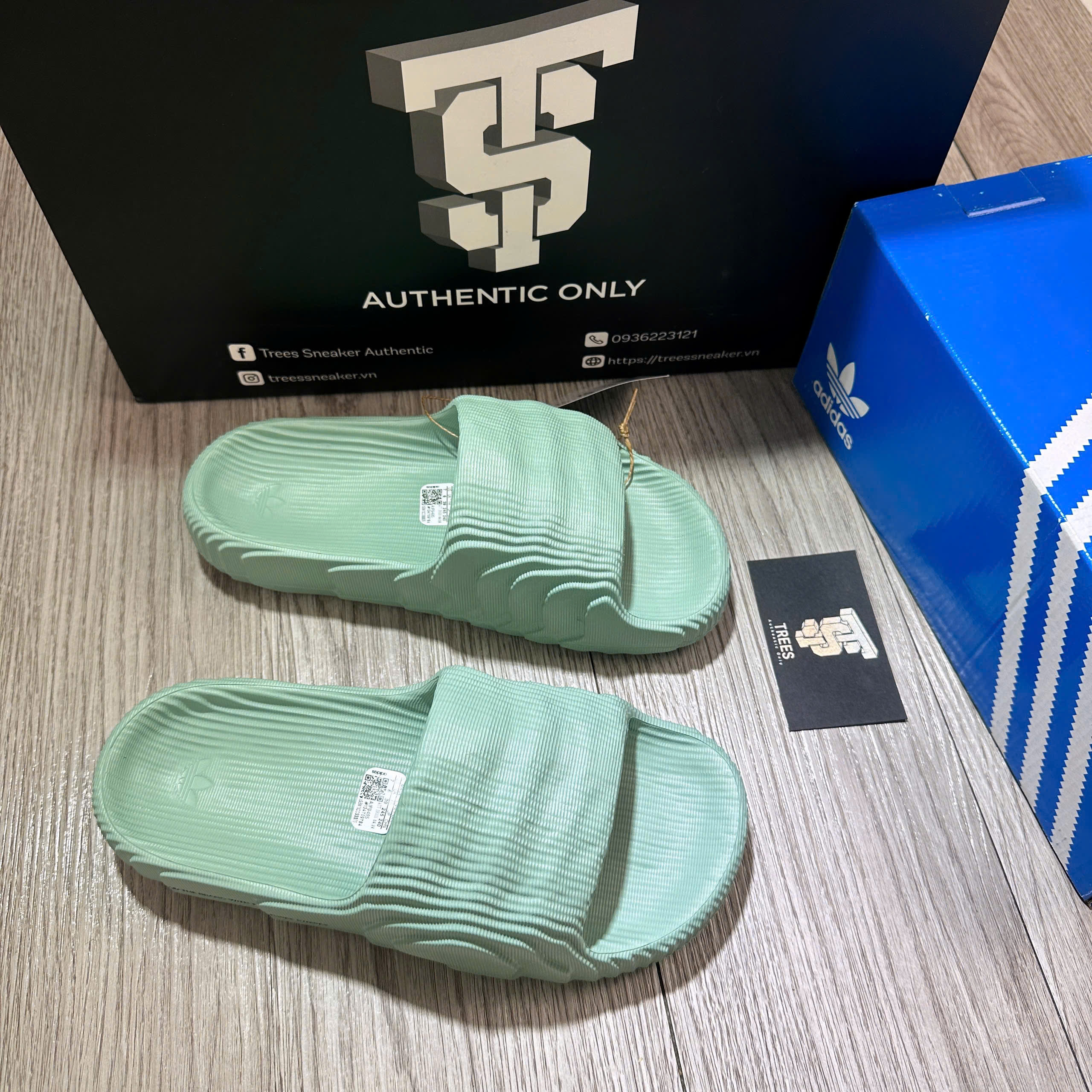 Dép ADIDAS ADILETTE 22 Hazy Green IF9485 Full Box Tag Auth - Trees Sneaker