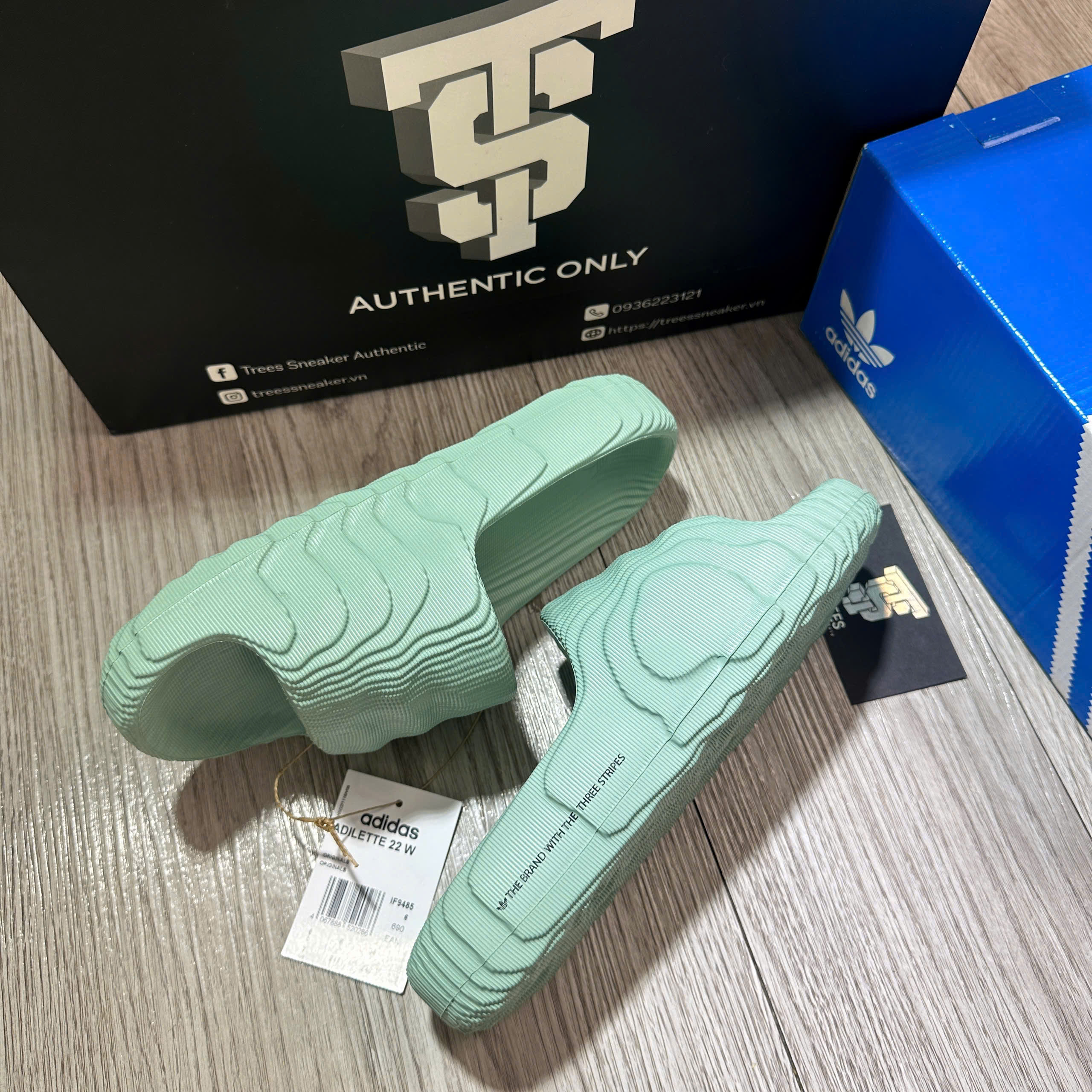 Dép ADIDAS ADILETTE 22 Hazy Green IF9485 Full Box Tag Auth - Trees Sneaker